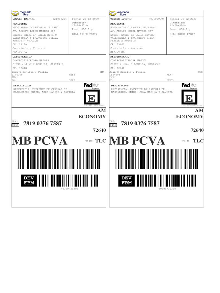 Shipment Labels 201225162818 | PDF