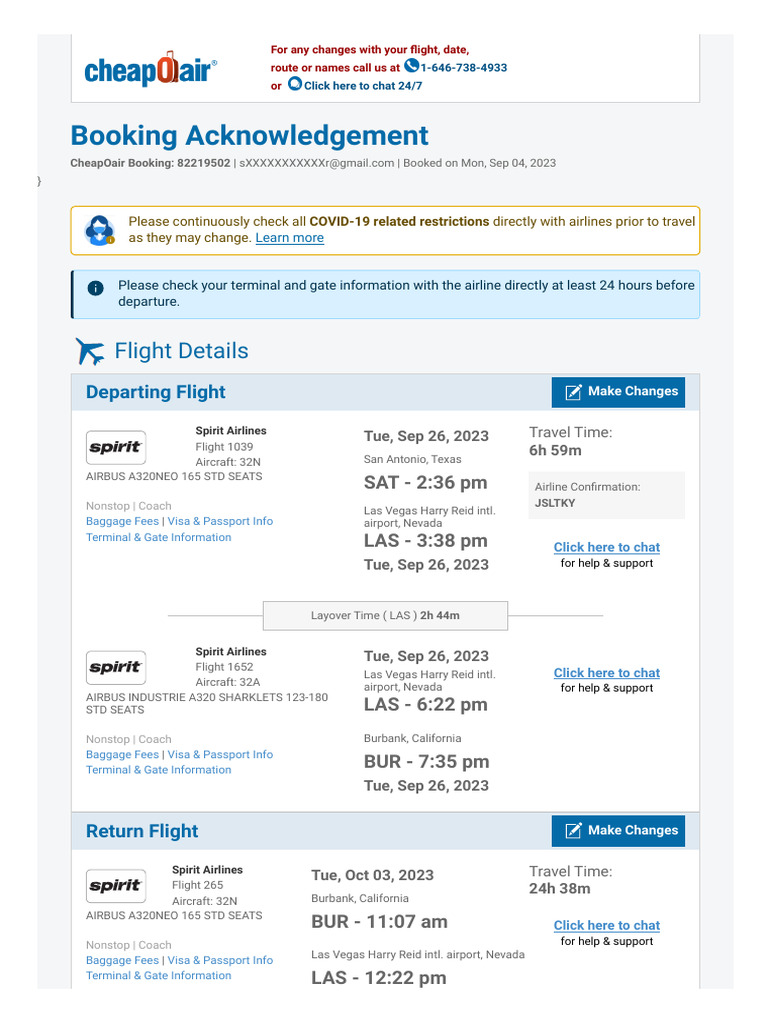 Cheapoair - Booking Confirmation | PDF