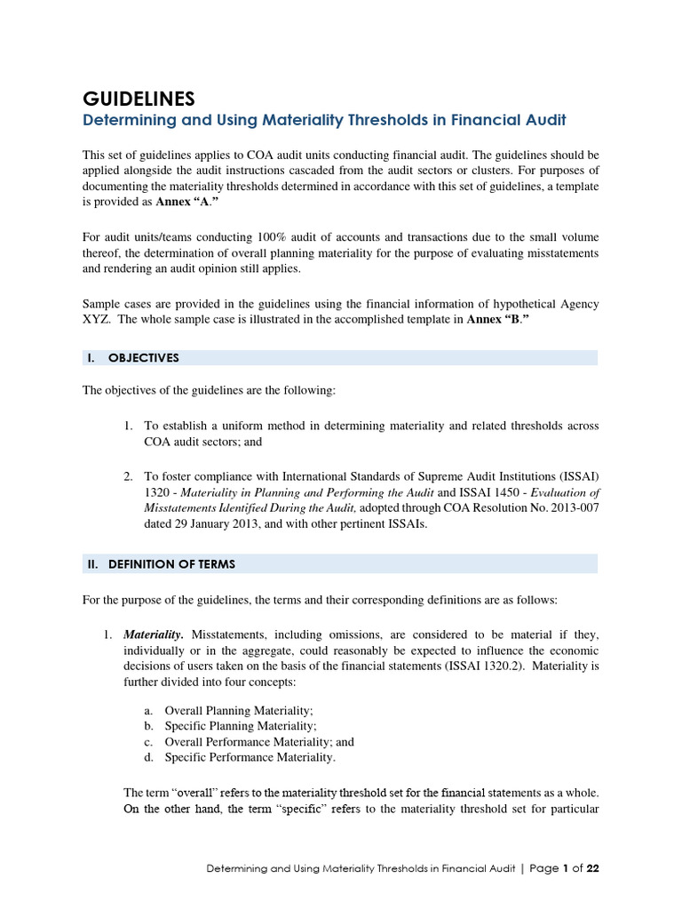 Guidelines - Materiality | PDF | Audit | Financial Audit
