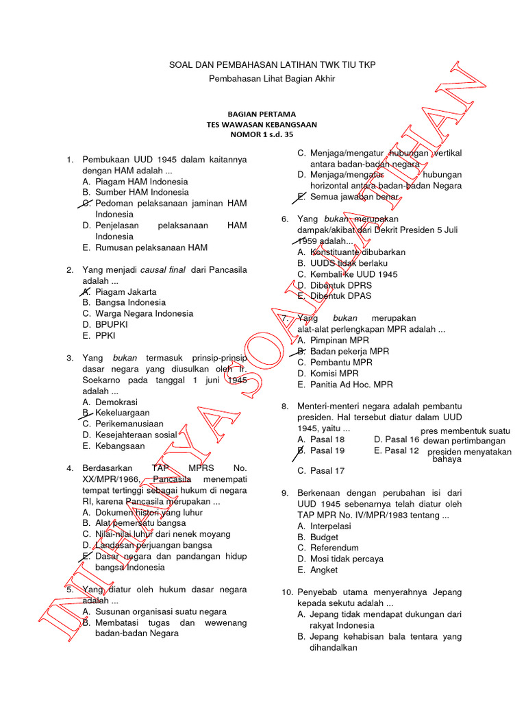 Soal Latihan Twk-Tiu-Tkp | PDF | Politik