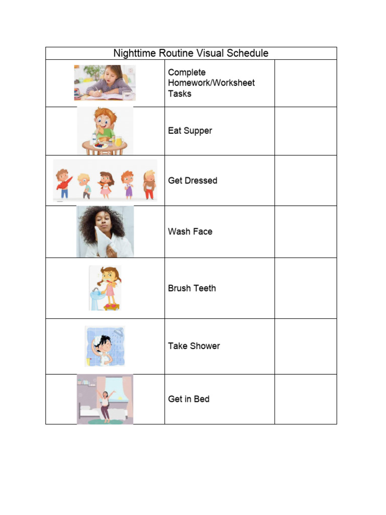 Nighttime Routine Visual Schedule | PDF