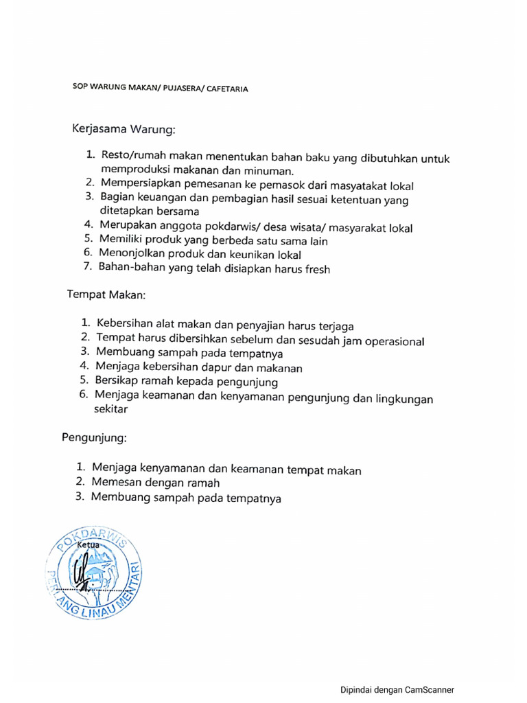 Sop Warung Makan Perlang | PDF