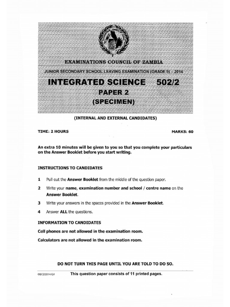g9 Science p2 2014 Specimen | PDF