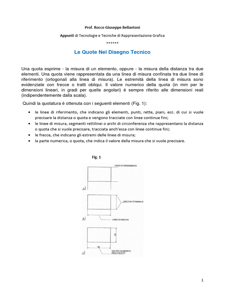 Le Quote Nel Disegno Tecnico (ITIS Michele Maria Milano) Prof. Rocco ...