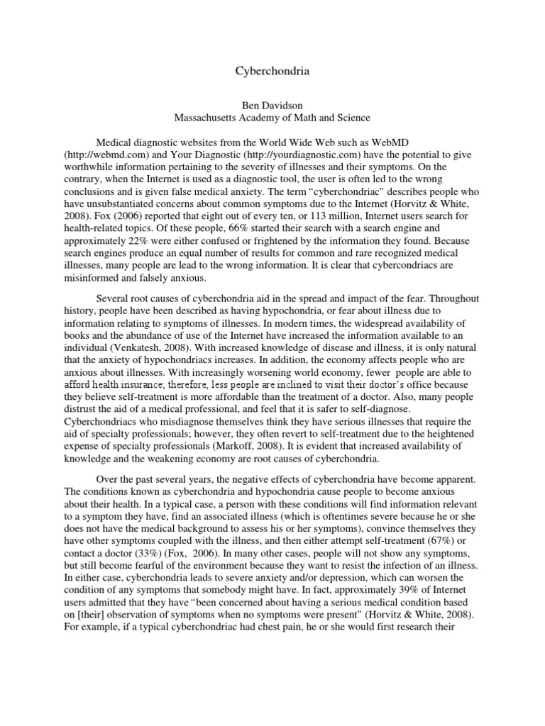 Cyberchondria | PDF | Diseases And Disorders | Psychiatry