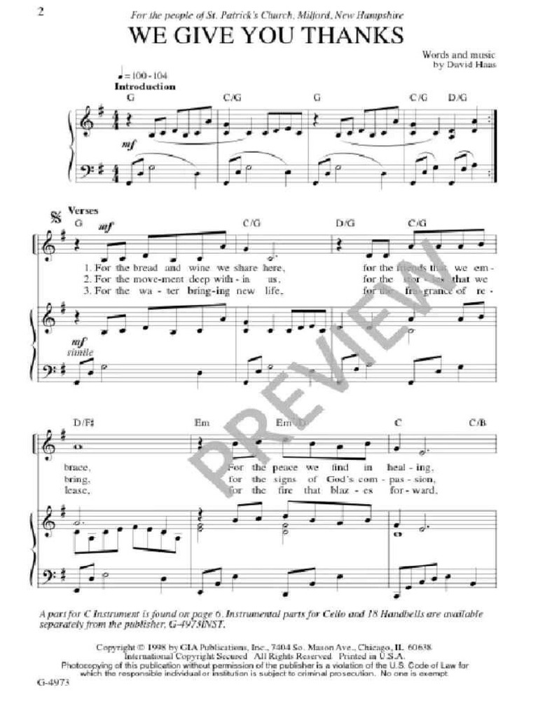 We Give You Thanks | PDF