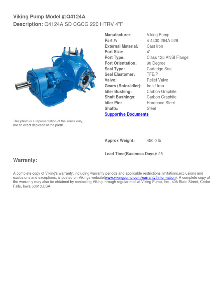 Viking Pump Q4124A Specifications | PDF | Pump | Valve
