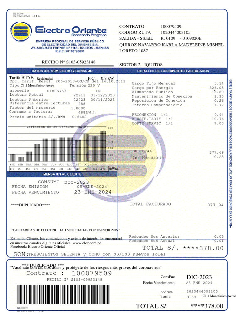 Recibo de Luz Peru | PDF