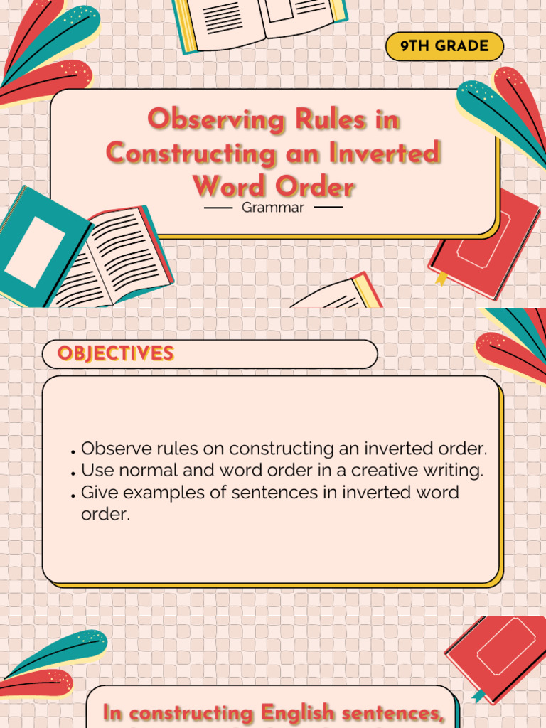 Observing Rules in Constructing An Inverted Word Order | PDF | Verb ...