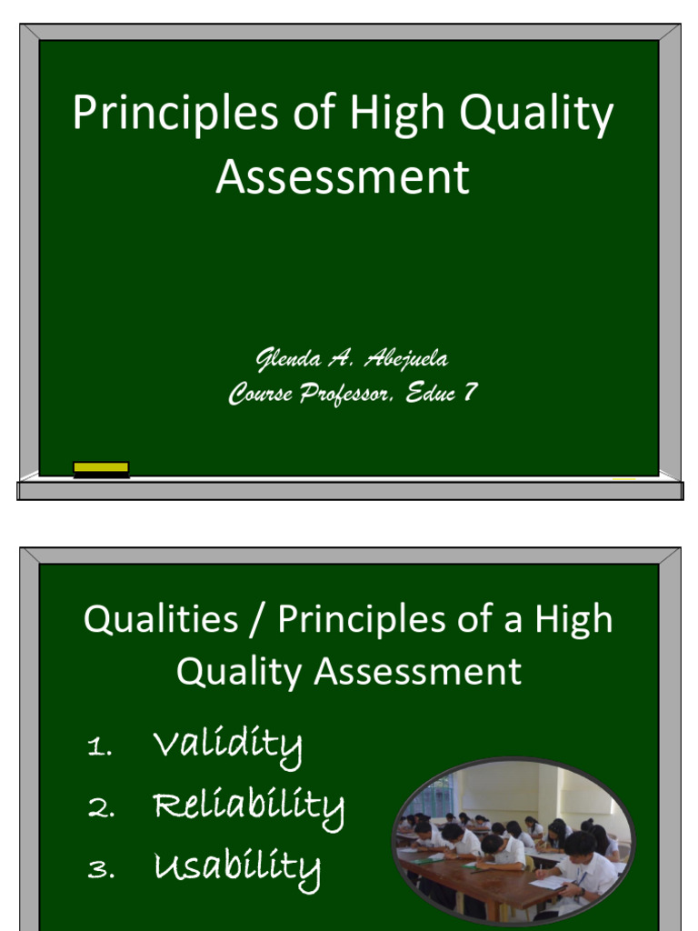 Principles of High Quality Assessment | PDF | Validity (Statistics) | Educational Assessment