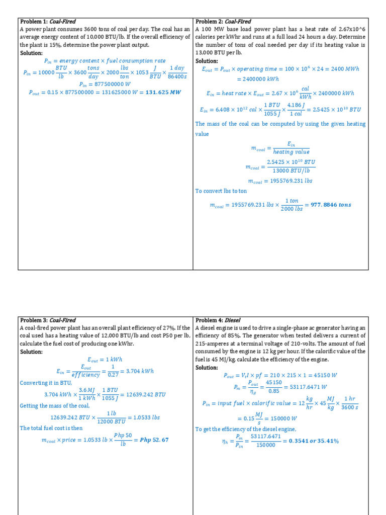 Sample Problems For Lecture 3A | Download Free PDF | Power Station ...