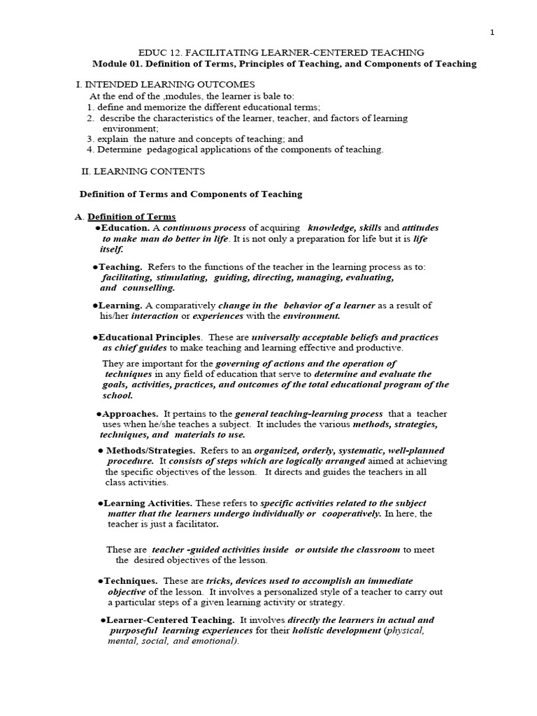 Educ 12 Module 1 Edited 2024 | PDF | Learning | Differentiated Instruction