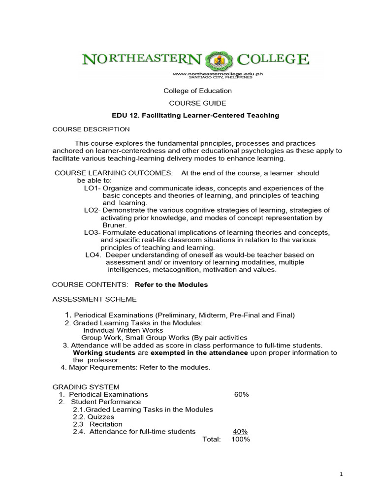 Educ 12. Course Guide 2024 | PDF | Wellness