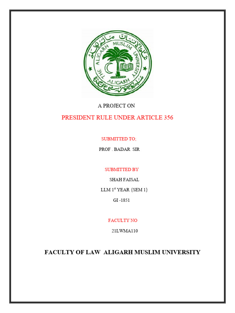 President Rule Under Article 356 Analysis | PDF | State Of Emergency ...
