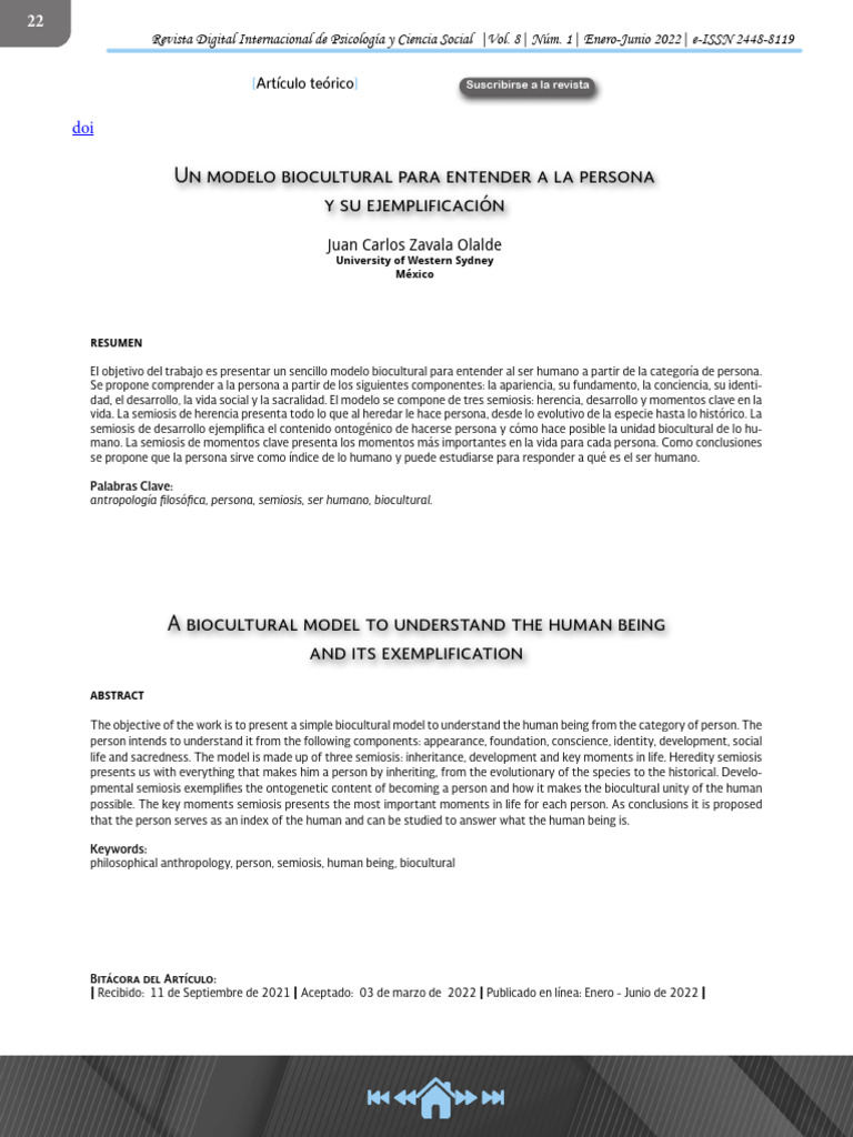 Un Modelo Biocultural para Entender A La Persona | PDF | Humano | Sicología