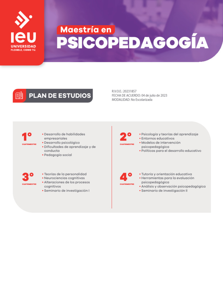 Maestría en Línea en Psicopedagogía Universidad IEU | PDF | Sicología | Neurociencia