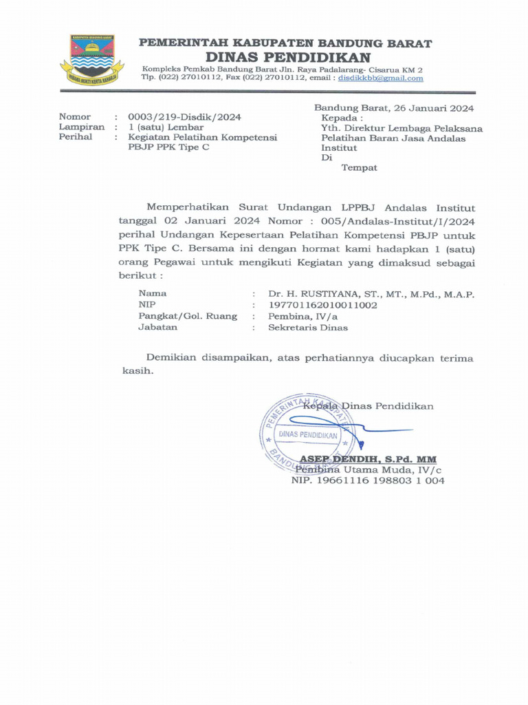 Surat Tugas Ujikom PPK | PDF