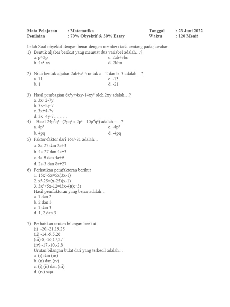 Soal Matematika | PDF | Griya & Taman