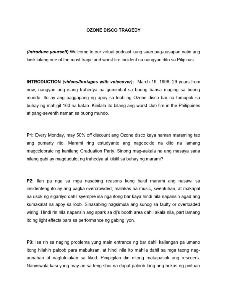 Ozone Disco Tragedy | PDF