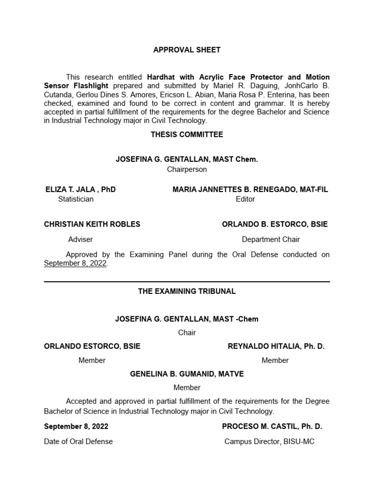 Approval Sheets | PDF