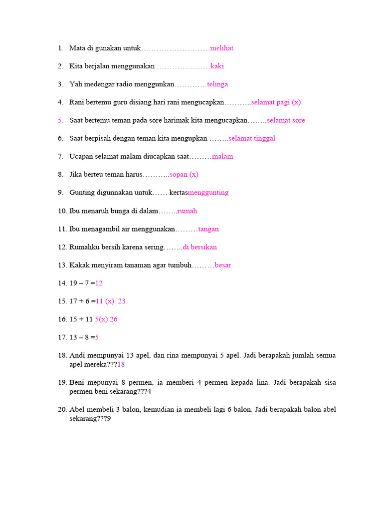Soal Masuk SD | PDF | Griya & Taman