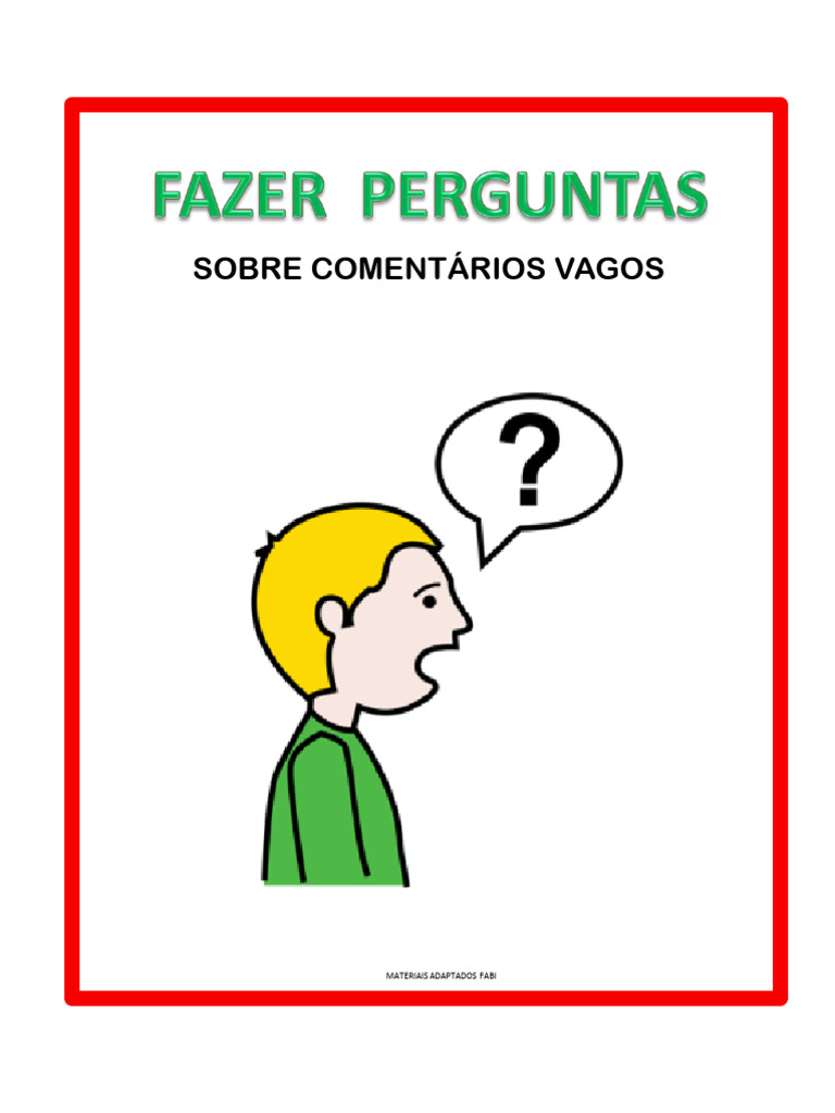 FAZER PERGUNTAS - Pictogramas Arasaac | PDF