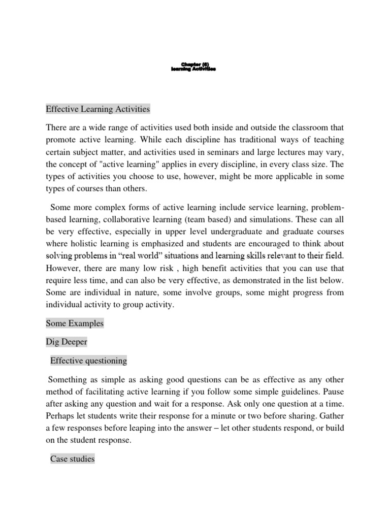 Effective Learning Activities and Teaching Aids | Download Free PDF ...
