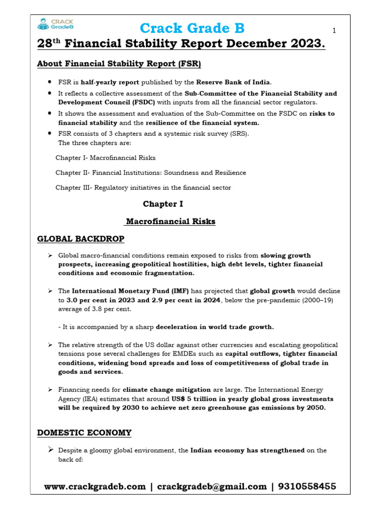 Financial Stability Report December 2023 Lyst3567 | PDF | Loans | Non ...