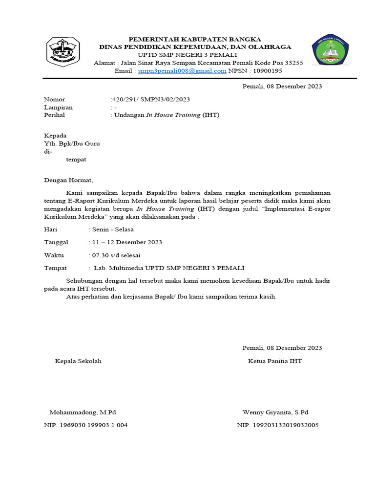 Surat IHT 2023 | PDF