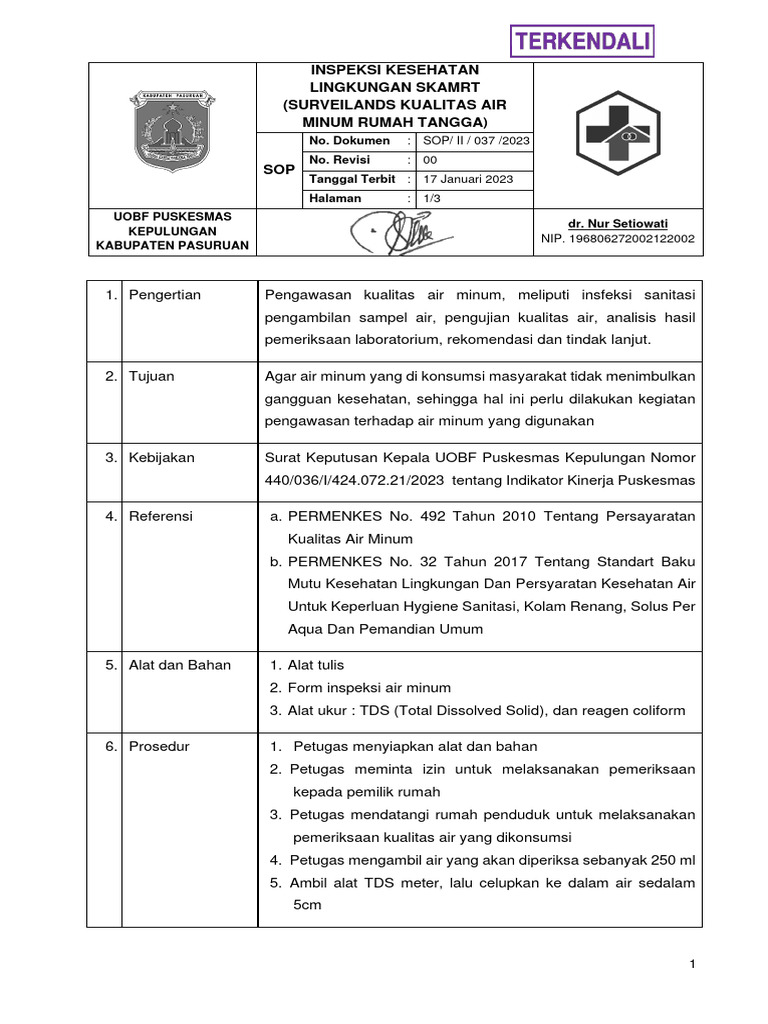 SOP INSPEKSI SKAMRT Edit | PDF