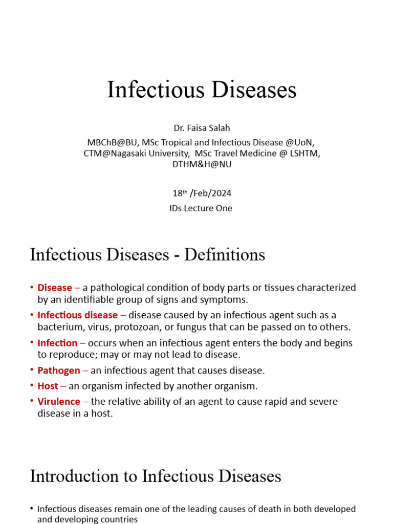 Introduction To Infectious Diseases Lec1 2024 | PDF | Infection | Pathogen