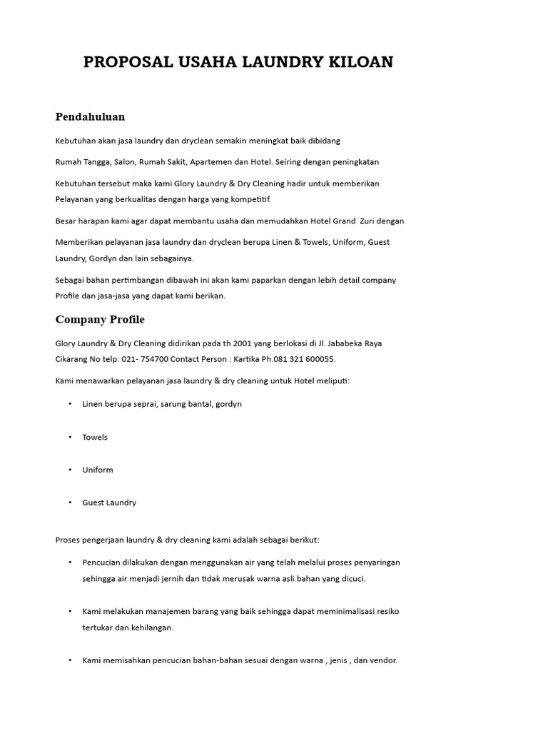 Proposal Laundry | PDF | Griya & Taman