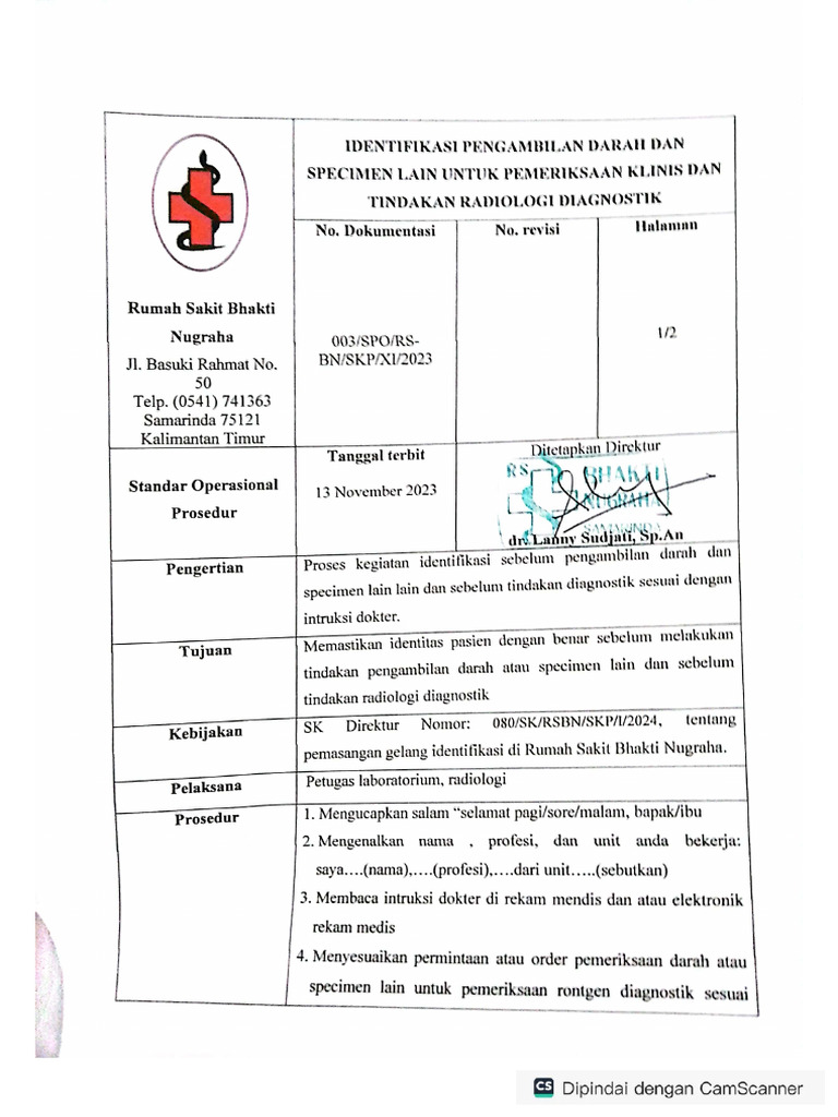003 Identif Ambil Darah Specimen | PDF