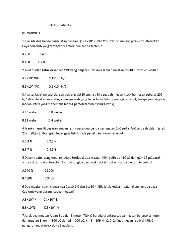 Soal Ulangan Fisika K-1 | PDF