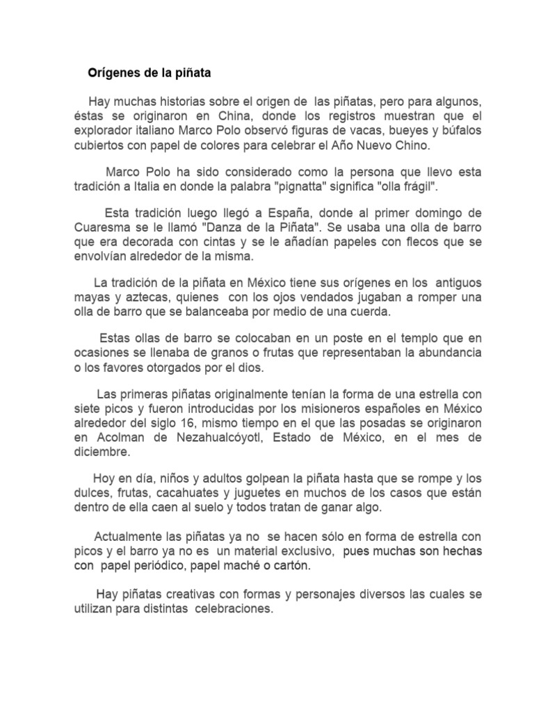 Orígenes y significado de la piñata | PDF | Ciencias sociales | Arte