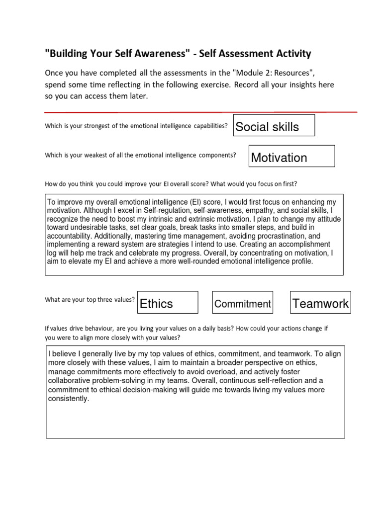 Self-Awareness and Emotional Intelligence Guide | PDF | Psychological ...
