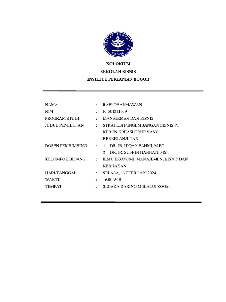 Makalah Kolokium Rafi Dharmawan | PDF
