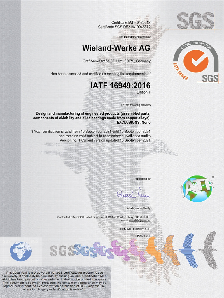 SGS Management System IATF 16949 2016 | PDF