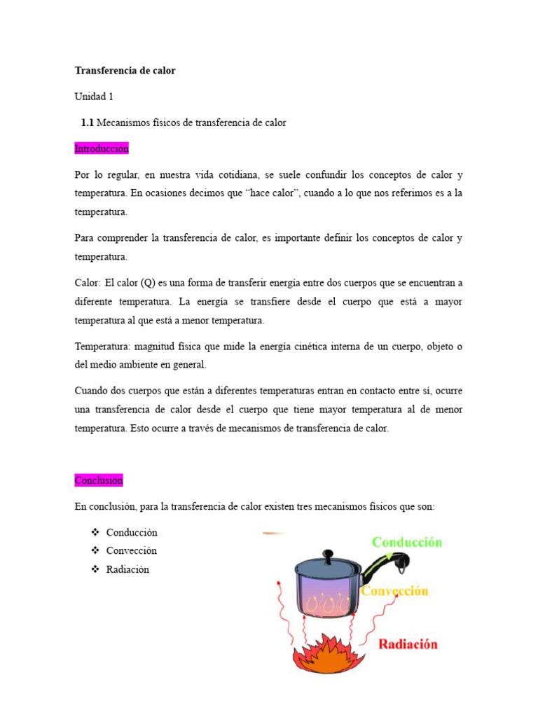 Transferencia de Calor Introduccion y Conclusion | PDF | Calor ...