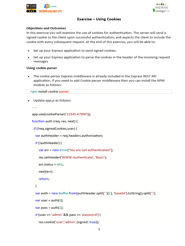 Exercise 15 - Using Cookies | PDF | Computers