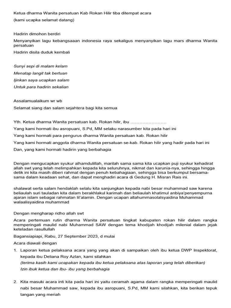 MC Dharma Wanita Persatuan | PDF