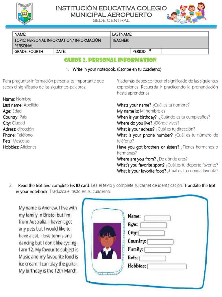 Personal Information Guide for Kids | PDF