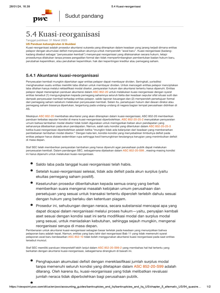 Arti dan Prosedur Kuasi-Reorganisasi | PDF