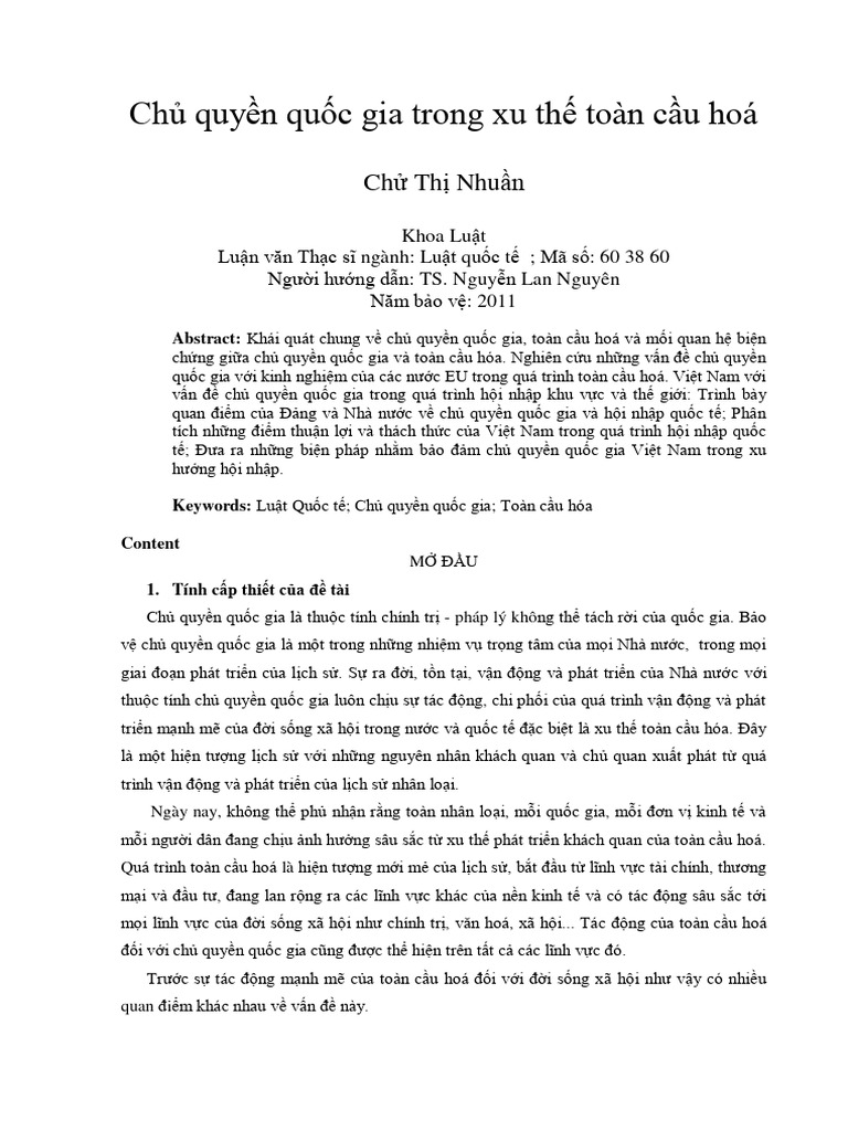 CH Quyn Quc Gia Trong Xu TH Toan Cu | PDF