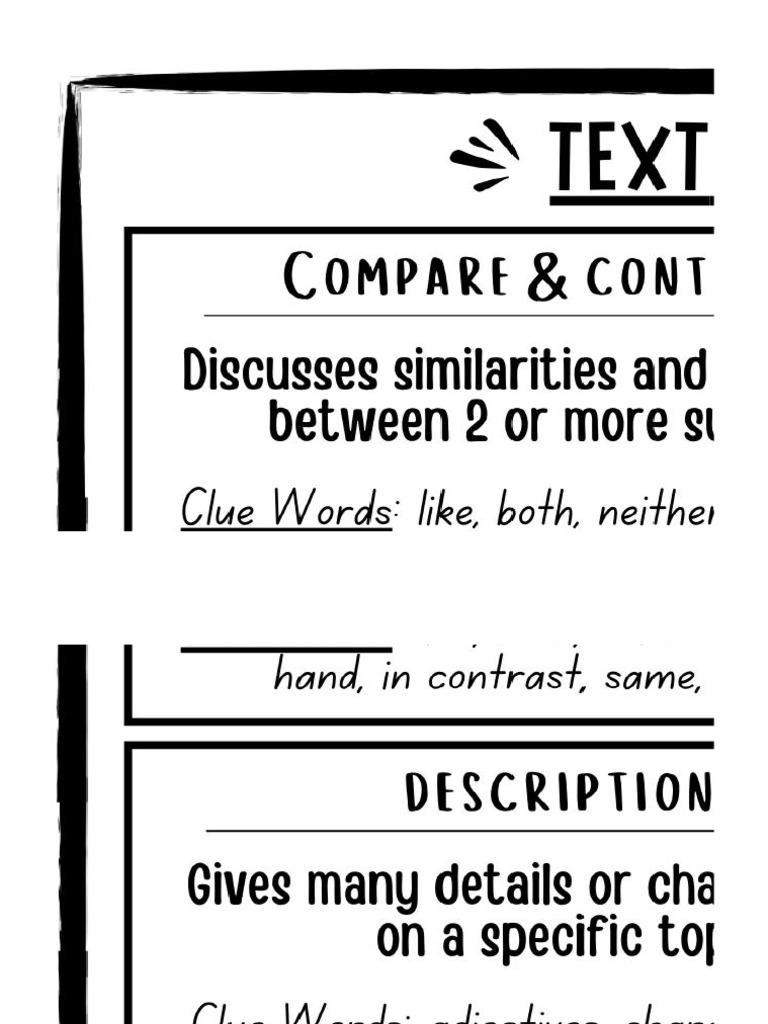 Text Structure Cheat Sheet | PDF