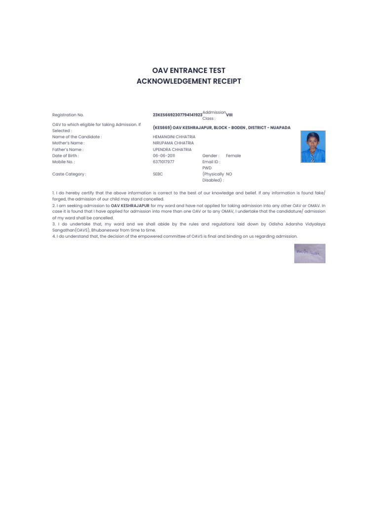 OAV Acknowledgement - 2024-25 | PDF