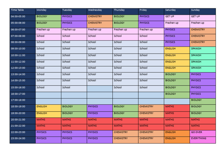 Time Table For DP Students | PDF