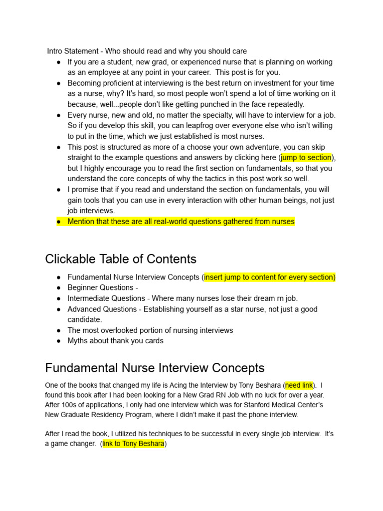 Nurse Interview Mastery Guide | PDF | Nursing | Risk
