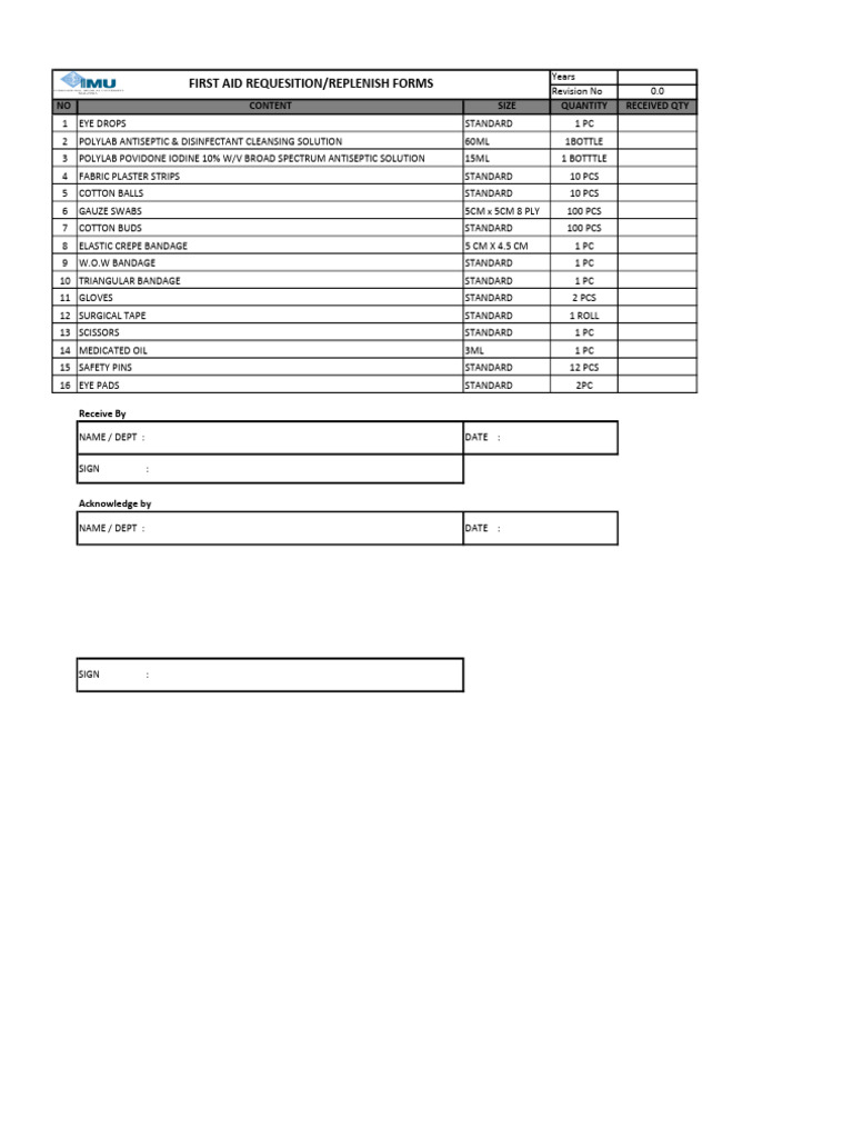 Appendix C - 1st Aid Replenish Forms | PDF