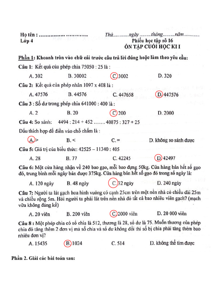 Đáp án BTVN số 16 | PDF